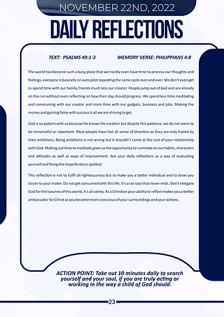 NOVEMBER 22 | DAILY REFLECTIONS – Youth Fellowship, Ayo Ni O