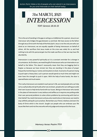 MARCH 31 | INTERCESSION – Youth Fellowship, Ayo Ni O